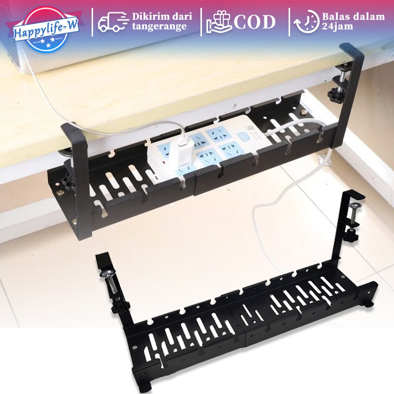 Jual Cable Management Tray Stainless Steel Cable Organizer Under Desk ...