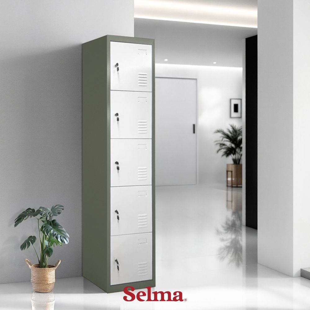 Jual Selma Simon Loker 5 Pintu - Hijau/Putih Locker Metal Kabinet Penyimpanan Serbaguna ...