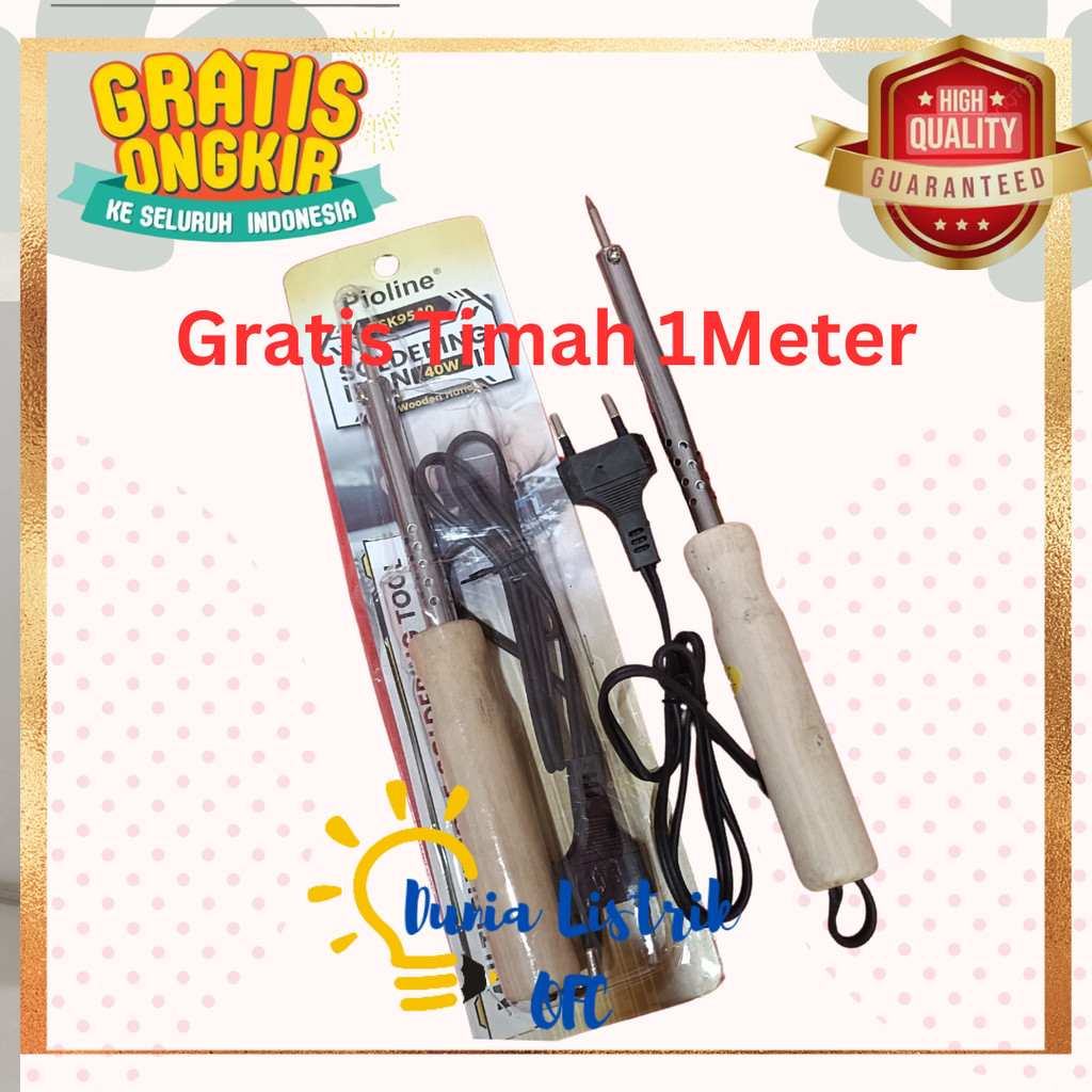 Jual Solder Kayu ATN 40watt Bonus Tenol 1M Soldering iron 40W Solder ...
