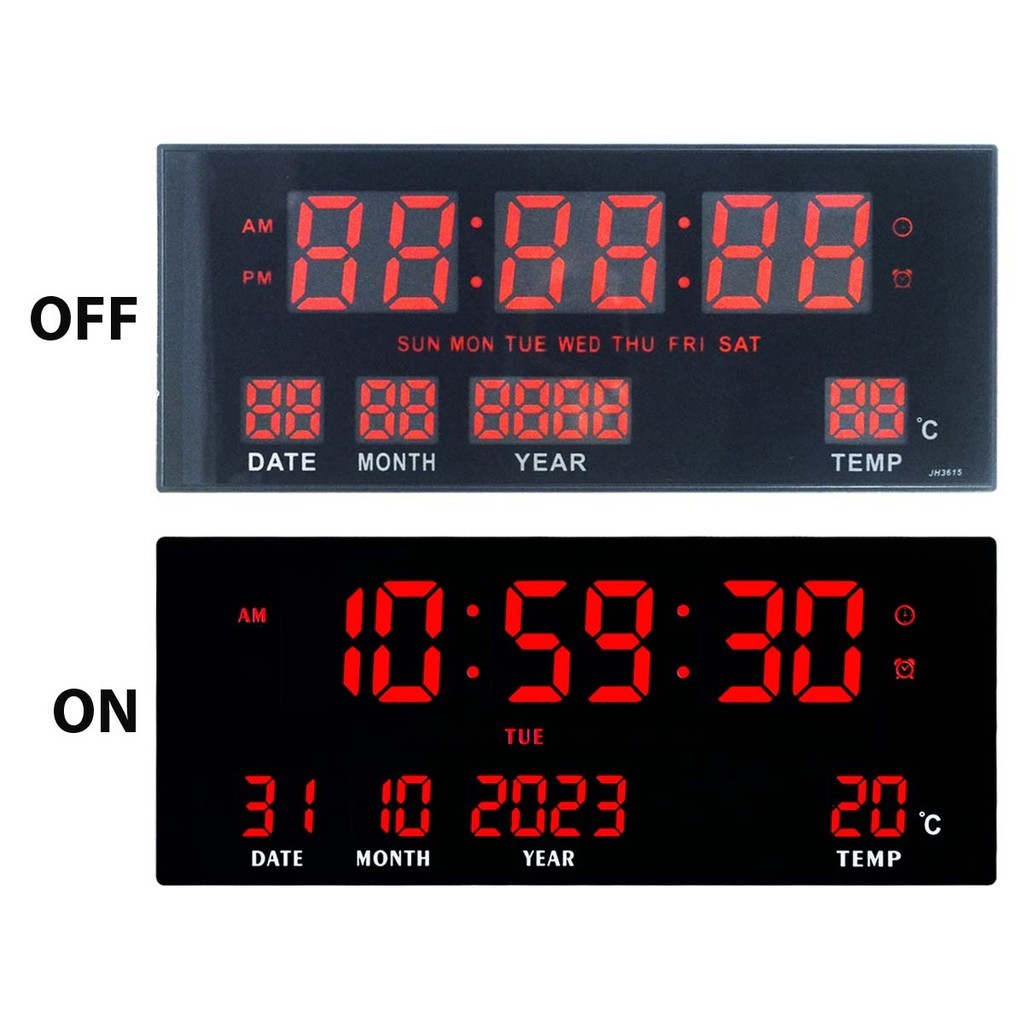 Jual Jam Dinding Digital Diameter 35 cm LED CLOCK 3615B LED Merah ...
