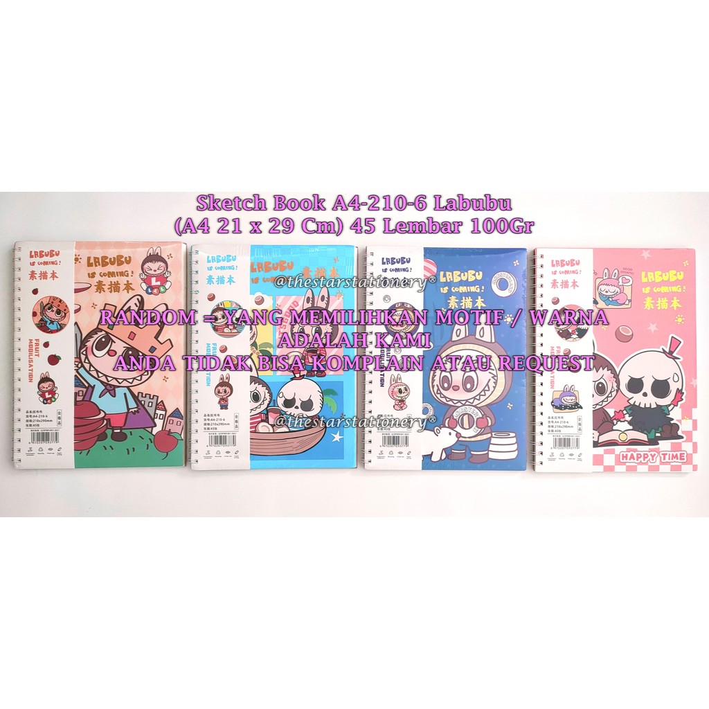 Jual (1 Biji) GROSIR Buku Gambar Sketsa Labubu A4 45 Lembar 100Gr 21*29 ...