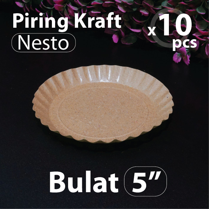 Jual Paket 10 pcs - Piring Kertas Kraft Nesto Bulat 5” - Piring Sekali Pakai Ramah Lingkungan ...