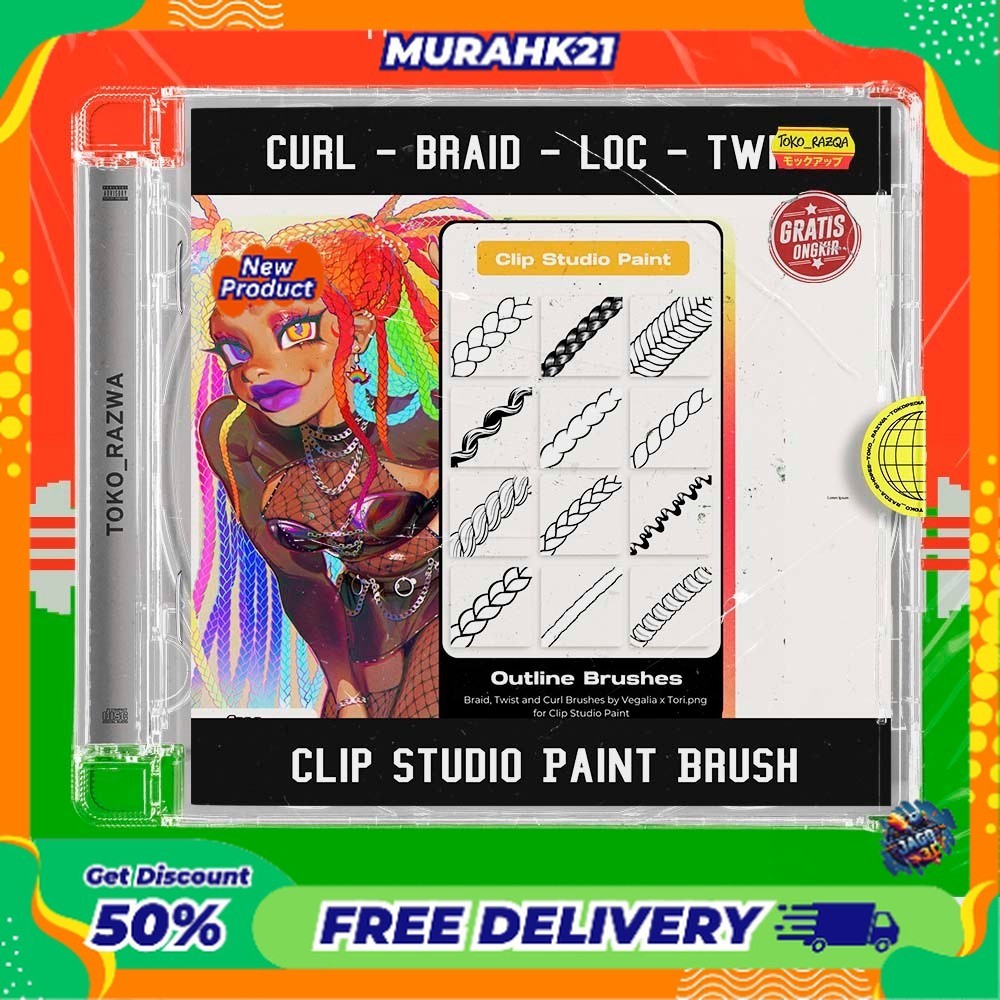 Jual Clip Studio Paint Brush - Outline Curl - braid - loc - twist hair ...