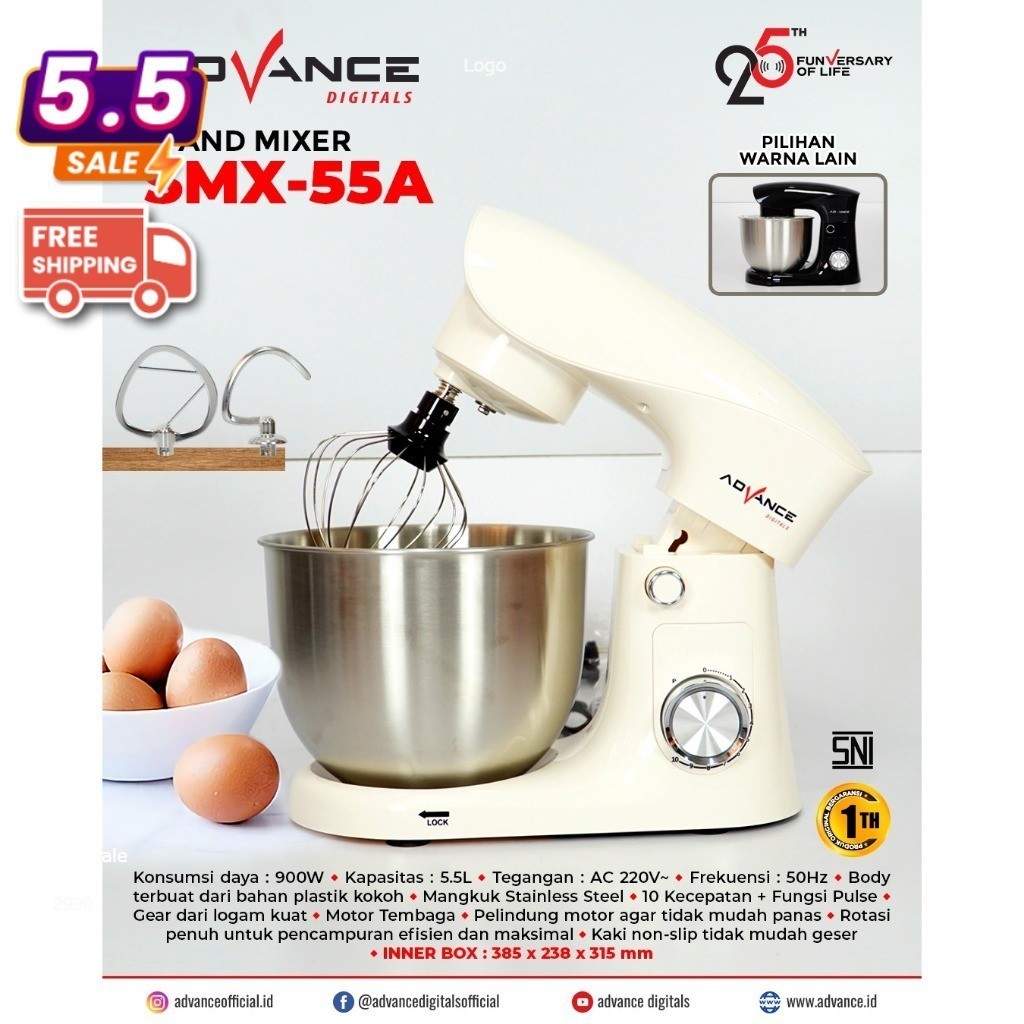 Jual STAND MIXER 5,5 LITER ADVANCE SMX 55A SMX 45 SMX55 (SMX-45 4,5 ...
