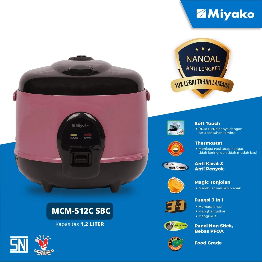 Jual [COD READY] MIYAKO RICE COOKER / MAGIC COM MCM512 C / MCM 512C SBC ...