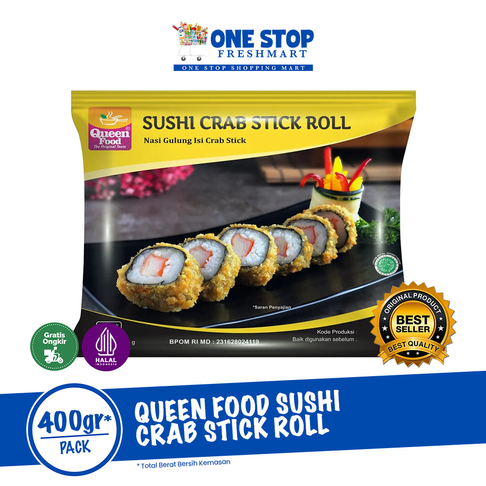 Jual QUEEN FOOD SUSHI CRAB STICK ROLL 400GR / QUEENFOOD SUSHI CRAB ...