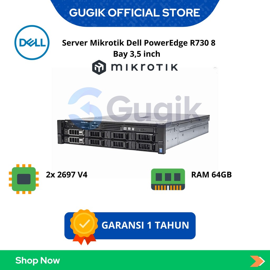 Jual Server Mikrotik Dell PowerEdge R730 8 Bay 3,5 inch - Prosesor 2x ...