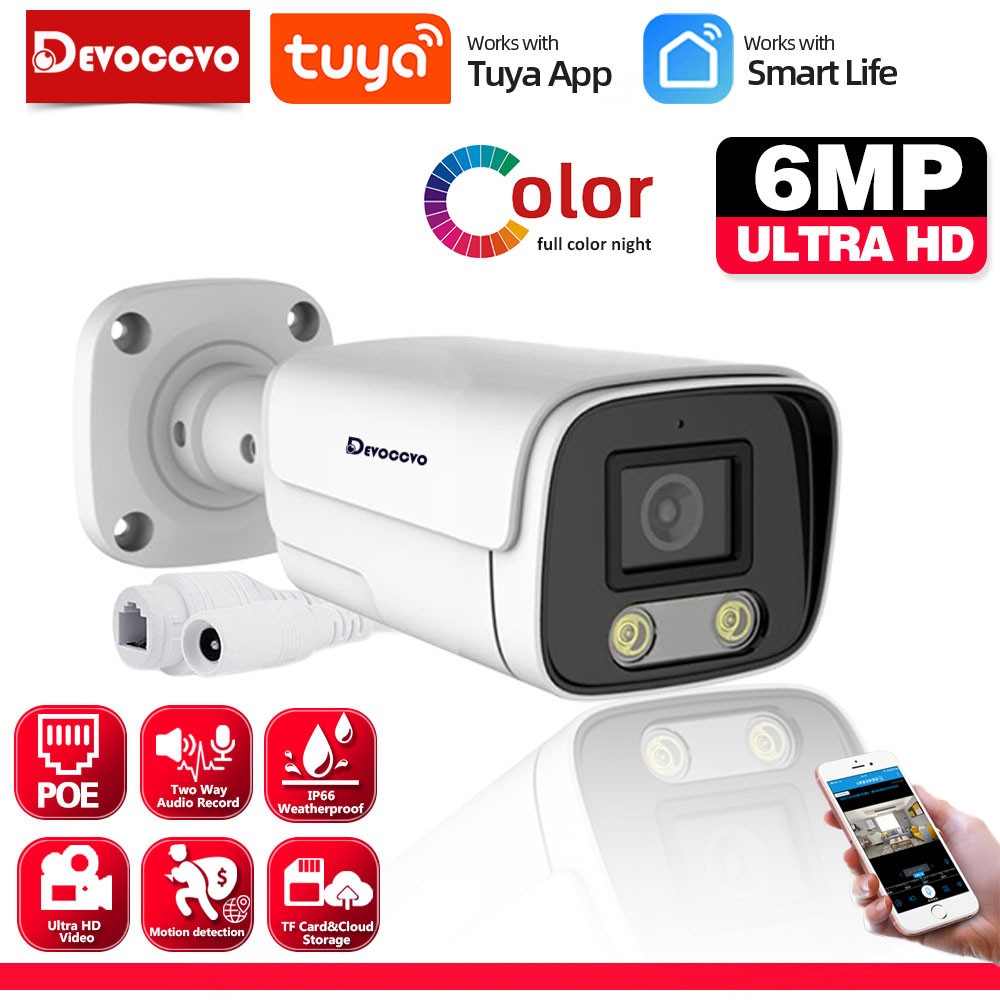 Jual 5MP Tuya POE IP Bullet Camera Outdoor Waterproof Color Night ...
