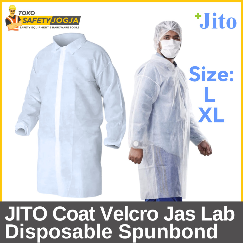 Jual Jas Laboratorium JITO Coat Velcro & Kancing | Disposable Spunbond ...