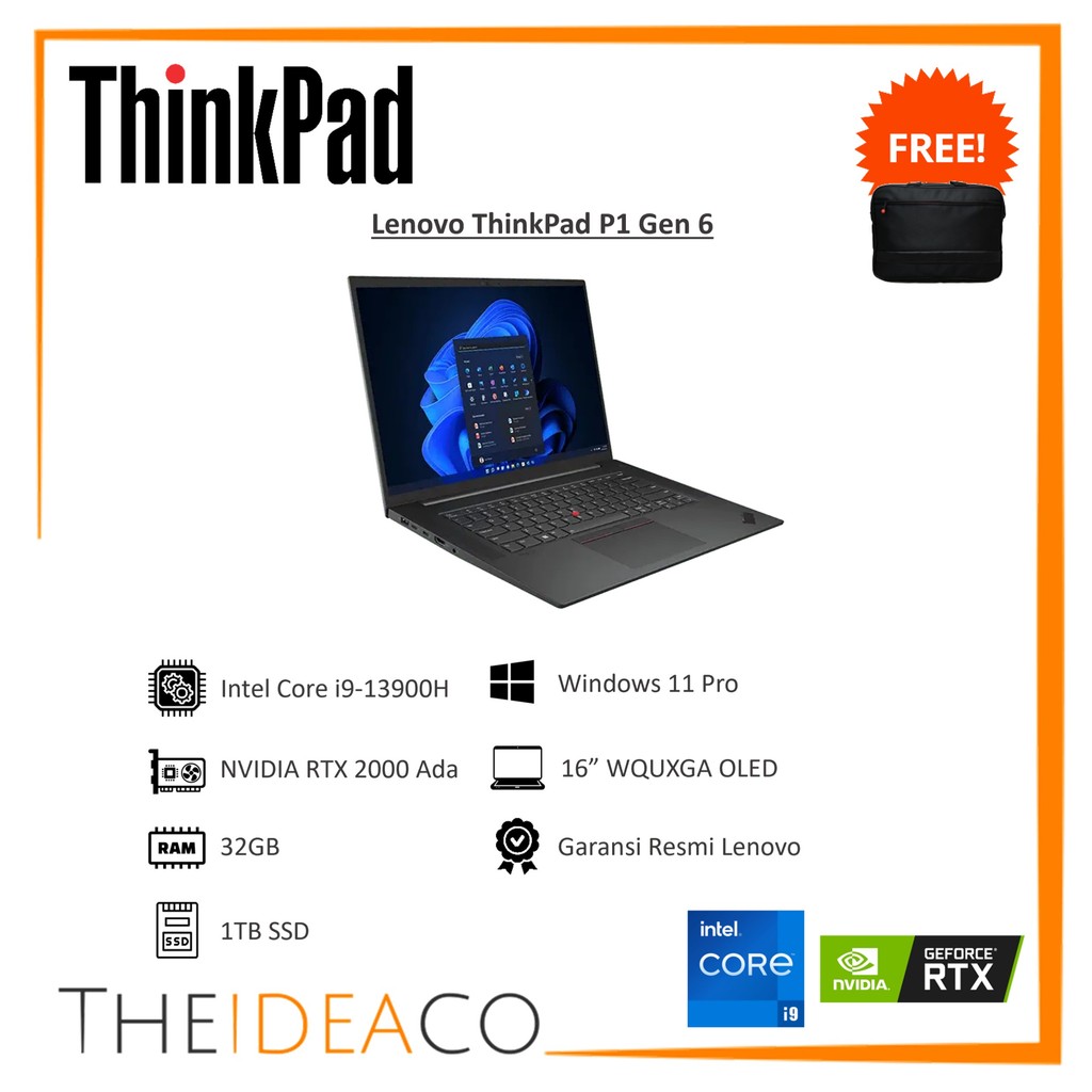 Jual Lenovo ThinkPad WorkStation P1 Gen 6 i9-13900H RTX 2000 Ada 8GB ...