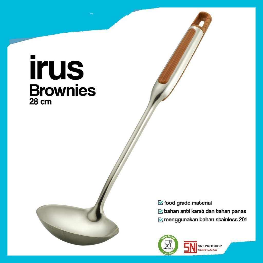 Jual Irus Stainless Gagang Kayu - Centong Sop Anti Panas 34 cm Bronies ...