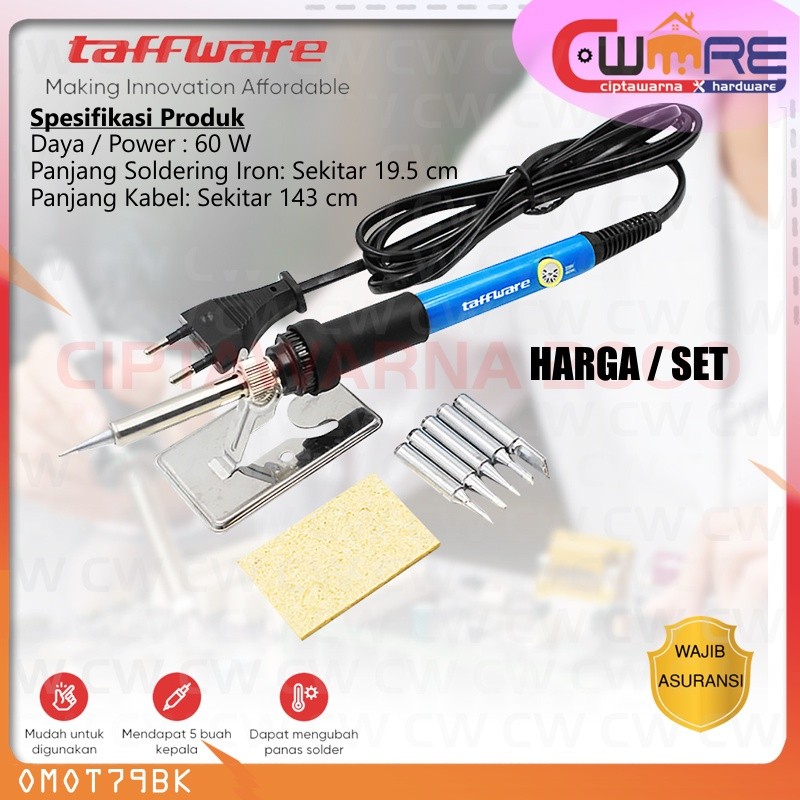 Jual TaffWare Solder Soldering Iron Adjustable Temperature 60W CS-31 ...