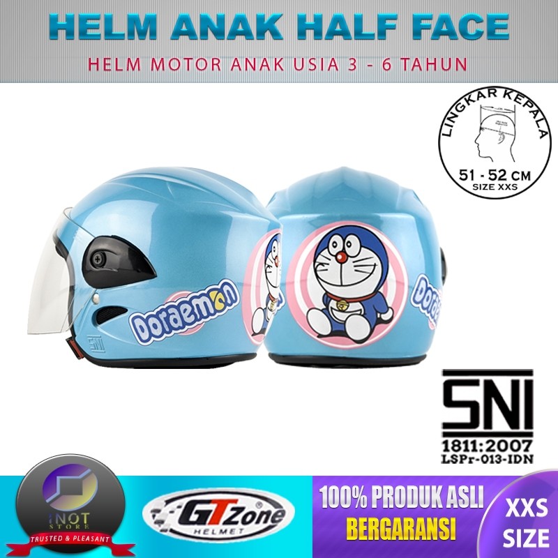 Jual Helm Anak SNI Usia 3 4 5 6 Tahun Motif Kartun Doraemon Biru Pastel ...