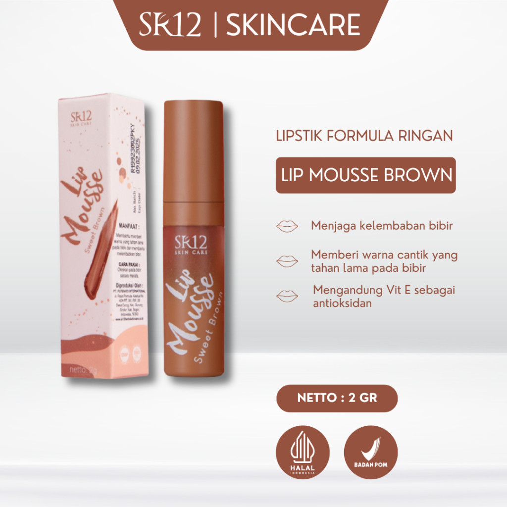 Jual SR12 Lip Mousse Brown Formula Ringan Untuk Bibir Sehat & Natural Mengandung Vitamin E Aman ...
