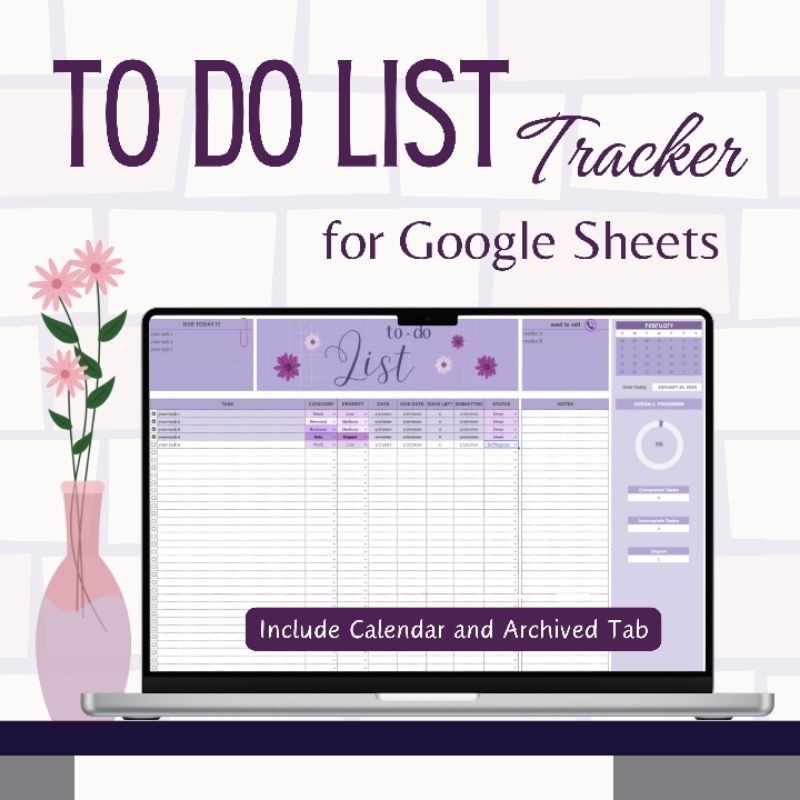 Jual To do List Google Sheets Spreadsheet Template Purple Theme ...