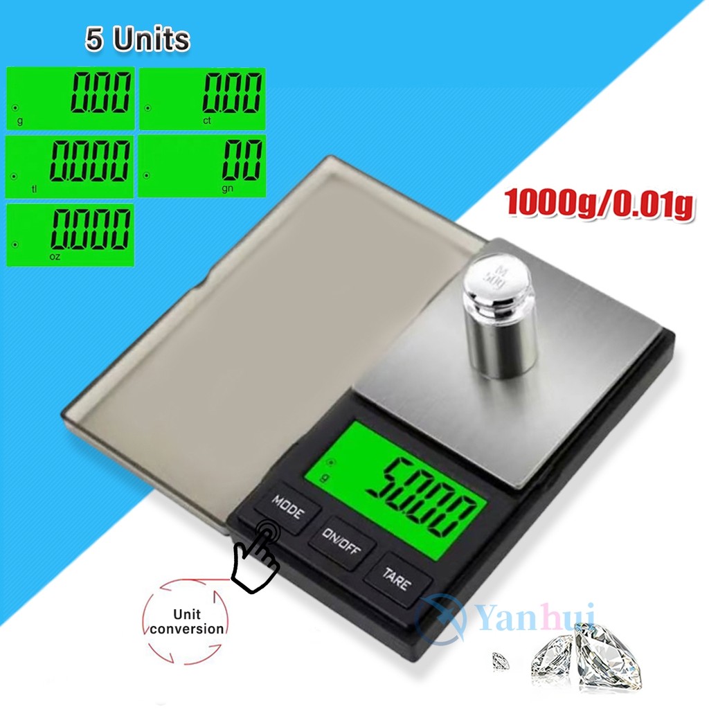 Jual Pocket Scale Timbangan Mini Digital 1000gr x 0.01gr Gold Jewelry ...