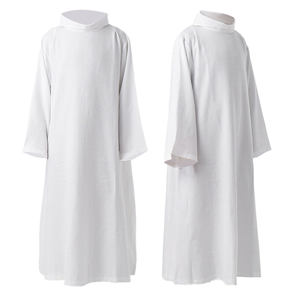 Jual White Priest Robe Medieval Cospaly Costumes Costume Outfits ...
