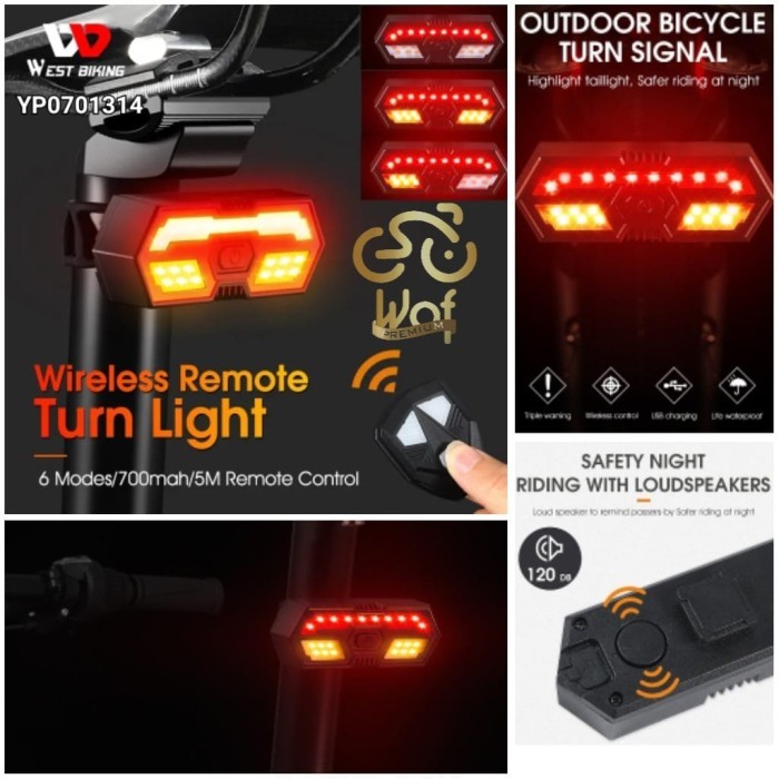 Jual WEST BIKING 314 Lampu Sen Sepeda USB Wireless Bicycle Sein Tail ...