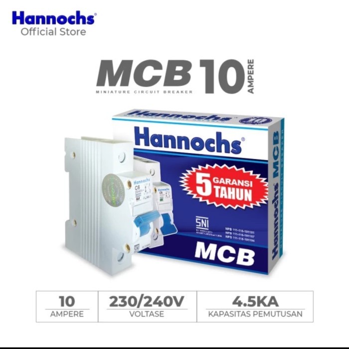 Jual Hannochs MCB 1 Phase 10A / 10 Ampere | Shopee Indonesia