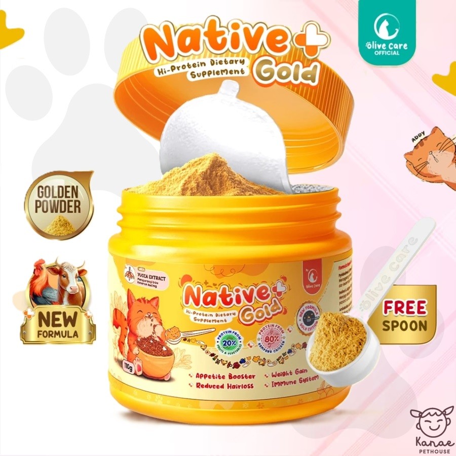 Jual Olive Care Vitamin Nafsu Makan Kucing NATIVE+ GOLD Protein Tinggi ...