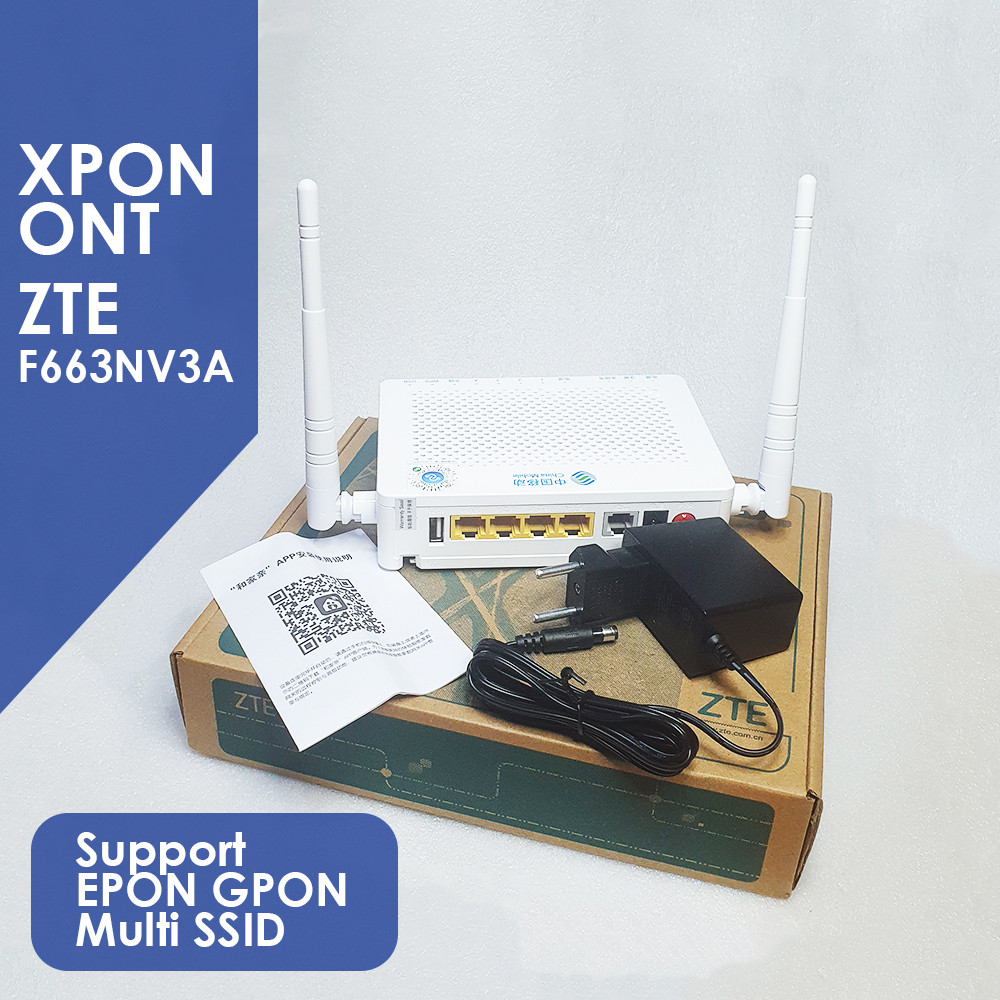 Jual FO - XPON ONU ONT F663NV3A ZTE GPON EPON FULL SET Box + ADAPTOR ...