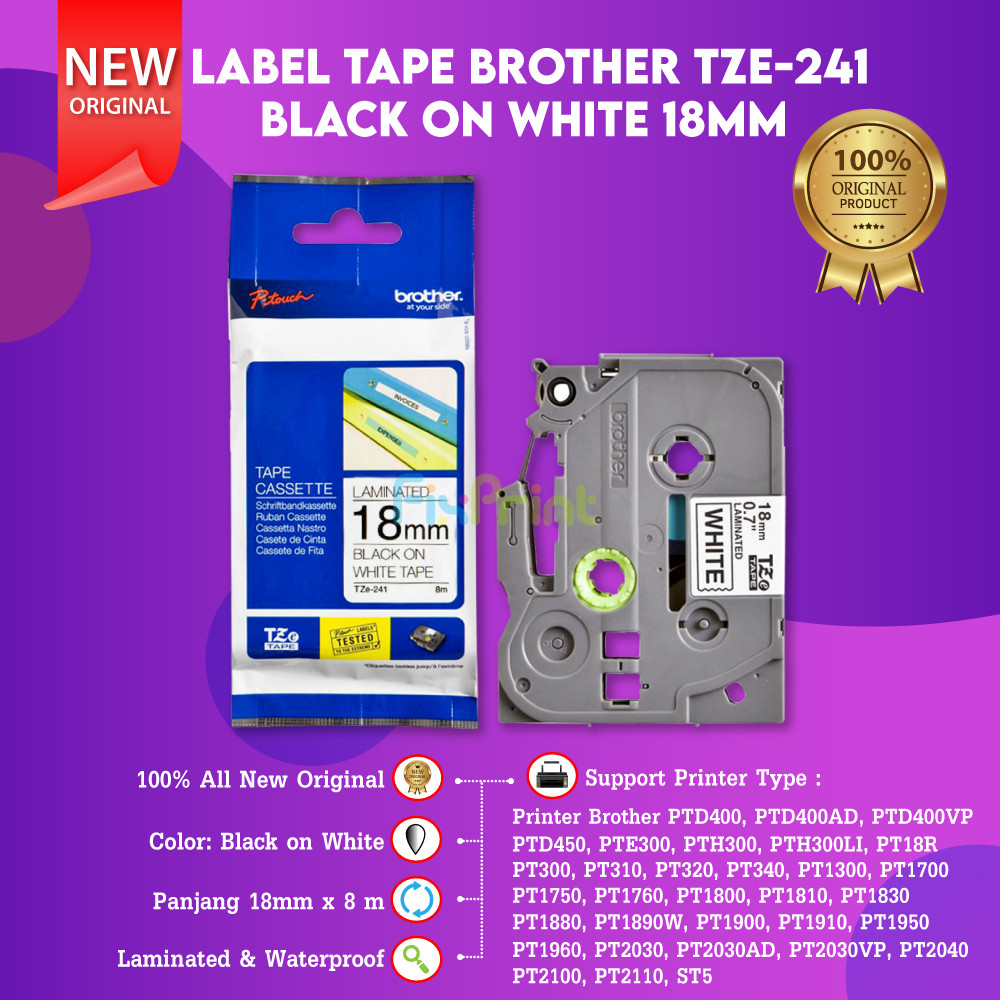 Jual FixPrint Label Tape Casette Laminated Brother 18mm Black On White ...