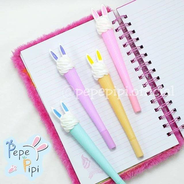Jual 4 dan 12 pcs Pena Bunny Ice Cream/ Kelinci / Rabbit, Pen Bolpen ...