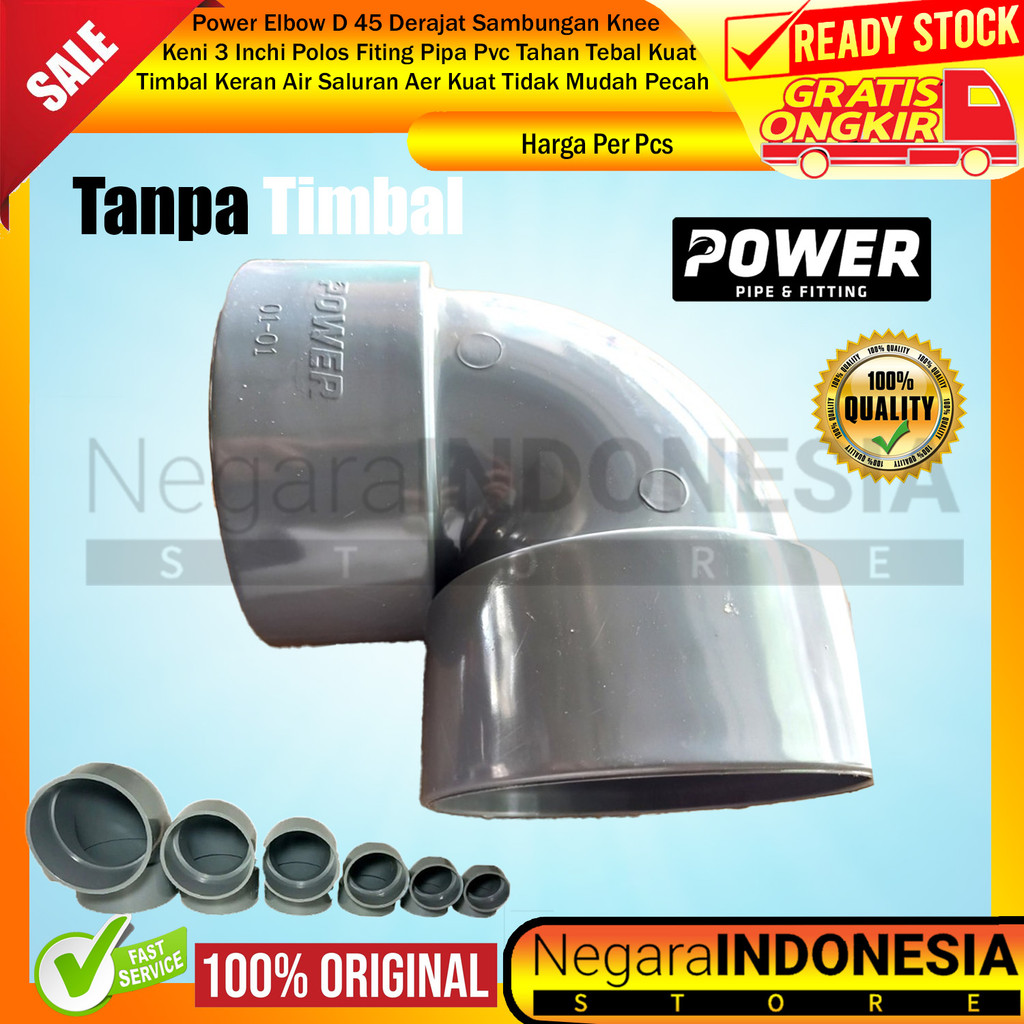 Jual Power Knee Elbow D 45° Derajat 3" Inch Siku Keni Polos Fitting ...