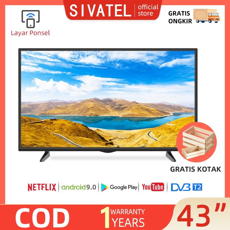 Jual 【Free Kayu】Sivatel Smart TV LED 43inch/55 inch smart tv digital 4K UHD tv Android Televisi ...