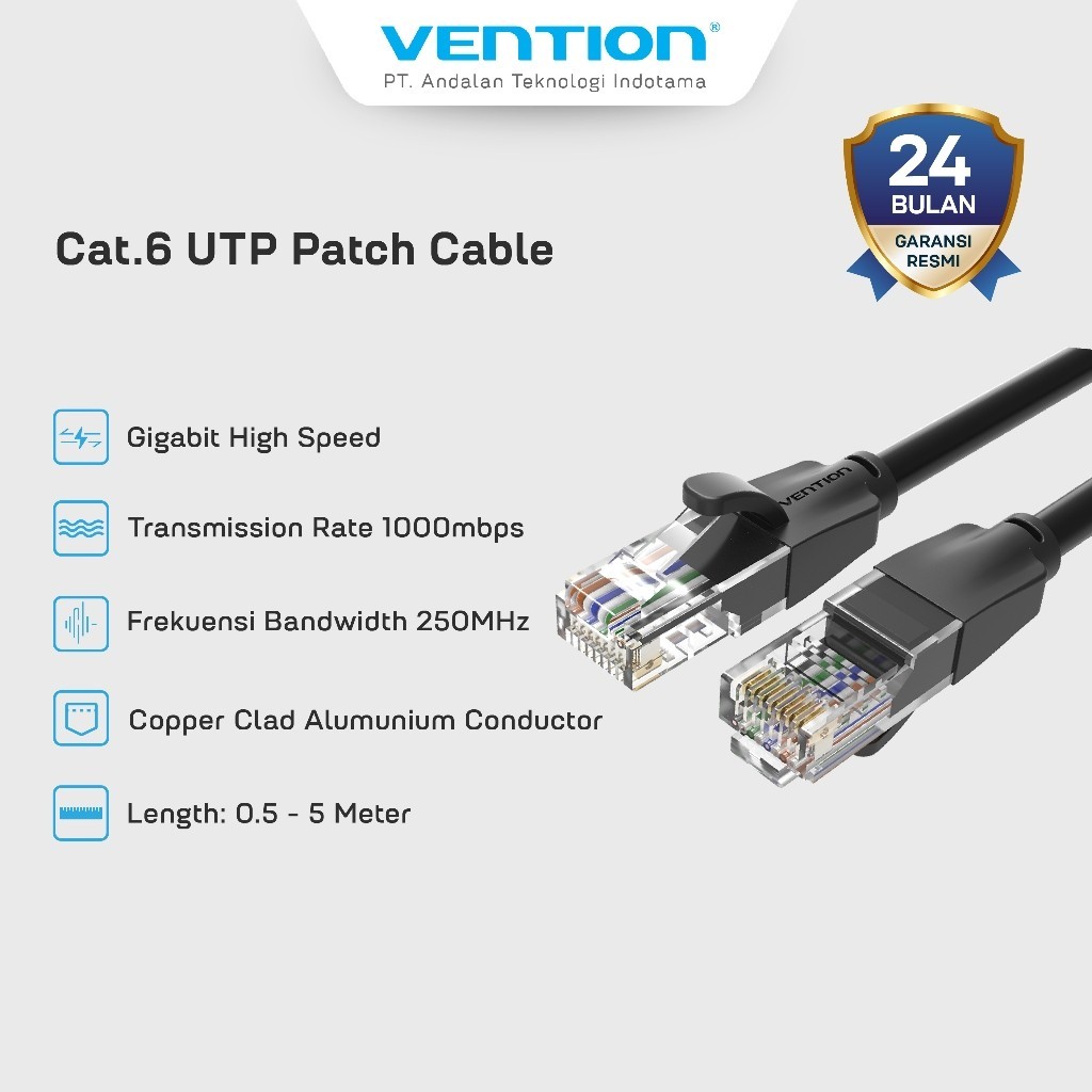 Jual Vention Cable LAN RJ45 Cat 6.UTP Patch Gigabit Ethernet 1000Mbps ...