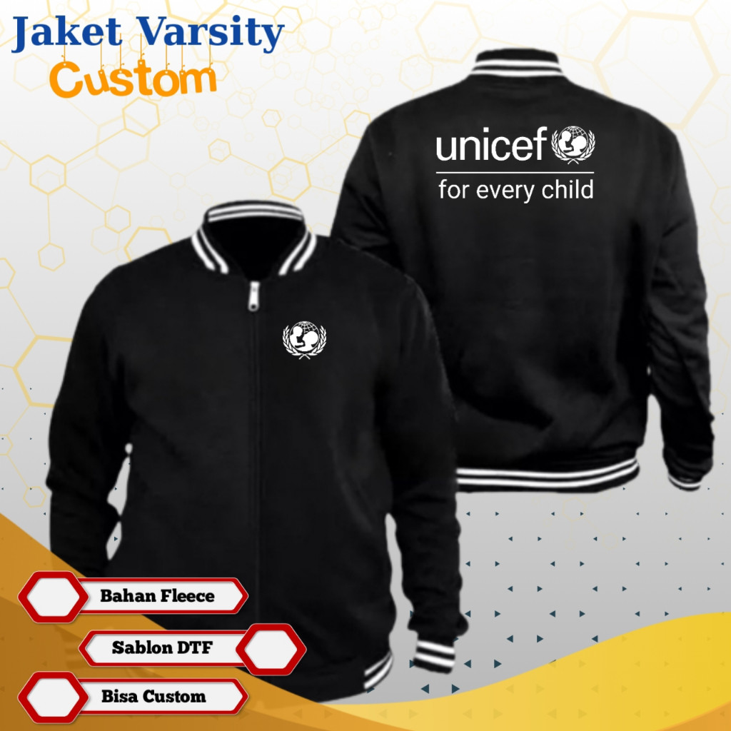 Jual Jaket UNICEF For Every Child Jaket Varsity Custom | Shopee Indonesia