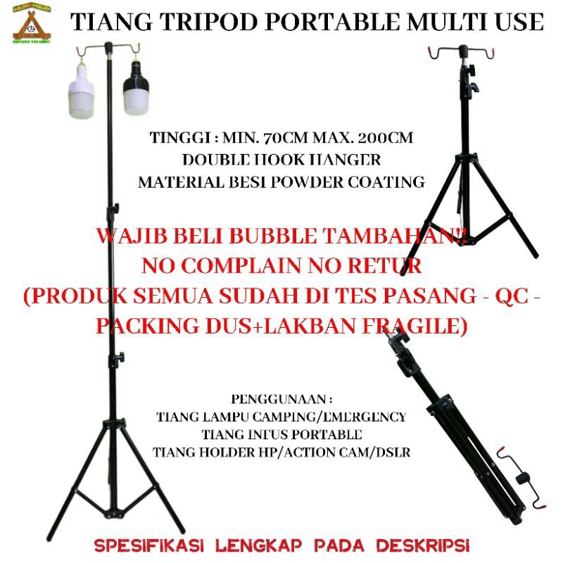Jual Tiang gantungan lampu infus dan kamera Tripod Portable 3 section ...