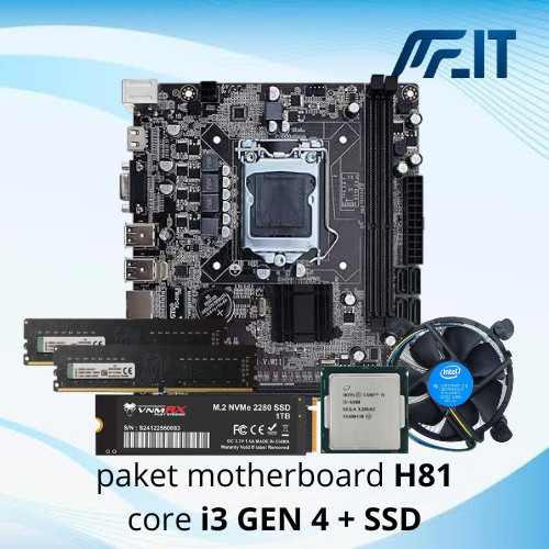 Jual PAKET MOTHERBOARD H81 CORE I3 4130 4160 4170 RAM 16GB SSD NVME 256GB BARU PAKET MOBO I3 GEN ...