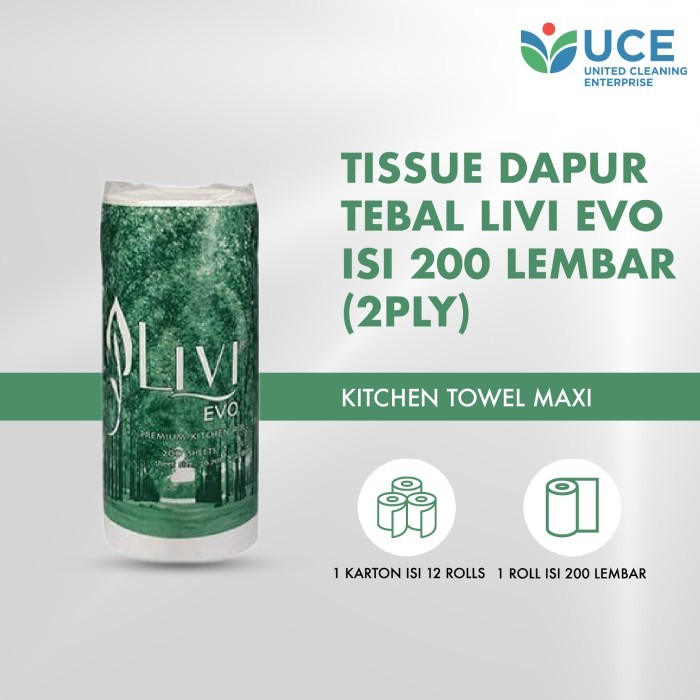 Jual Tissue Dapur Tebal LIVI EVO Kitchen Towel Maxi isi 200 lembar ...