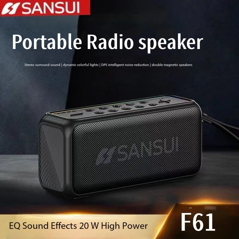 Jual New Sansui F61 Retro Radio Wireless Bluetooth Speaker Insert Card ...