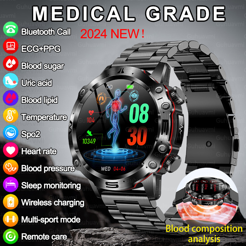 Jual 2024 New Blood Lipids Uric Acid Blood Glucose Smart Watch For Men ECG+PPG Fitness Tracker ...