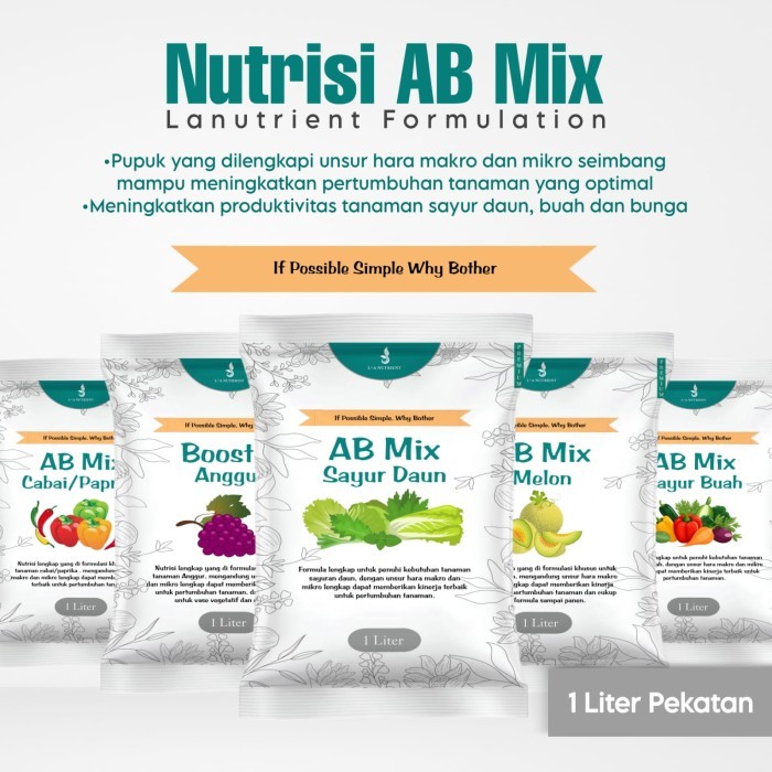 Jual Nutrisi AB Mix HIdroponik 1 Liter Pekatan Padat Pupuk AB Mix LA ...
