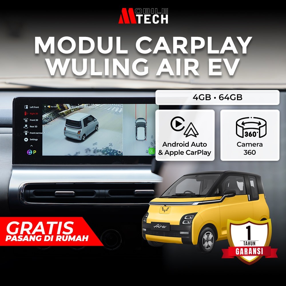 Jual Modul CarPlay Android Auto AVM Camera 360 Wuling Air EV MobileTech ...