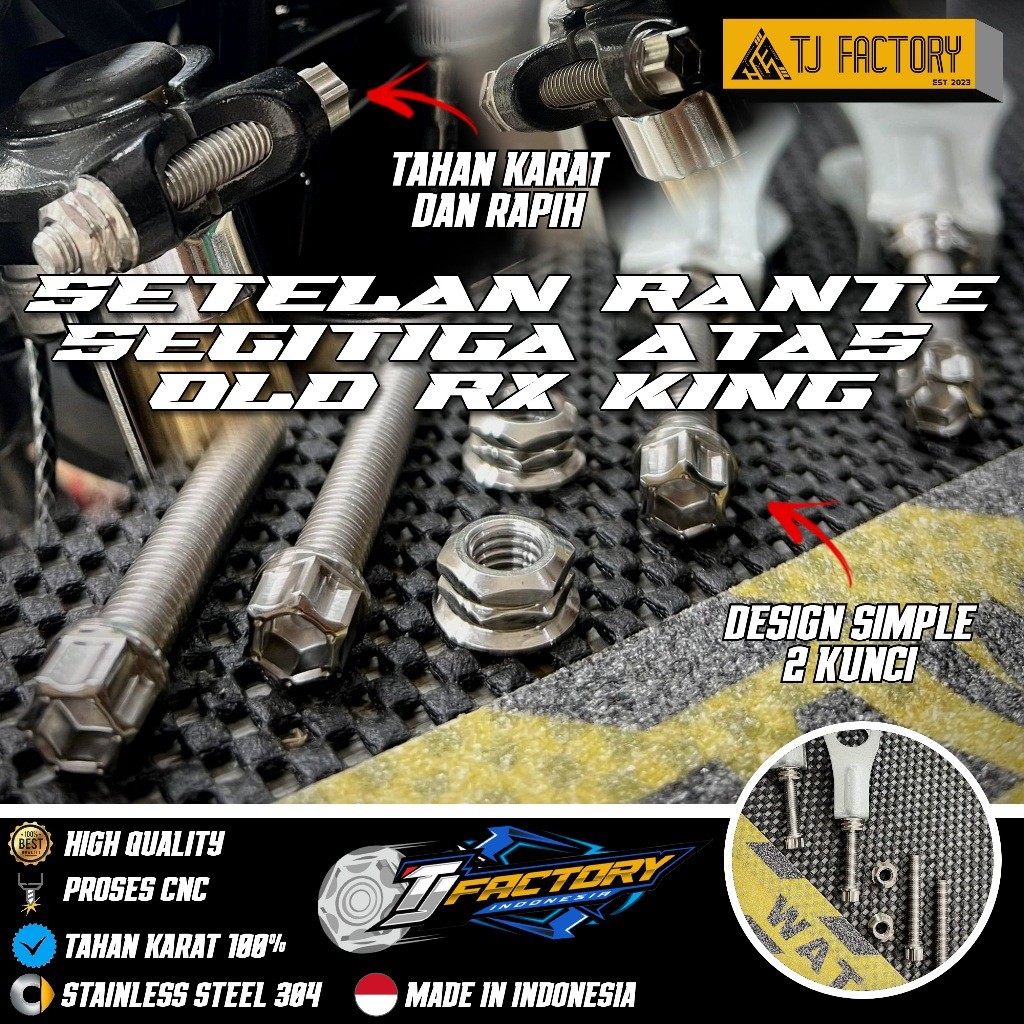 Jual 1 Set Baut Stainless CNC Setelan Rantai / Segitiga Atas RX King ...