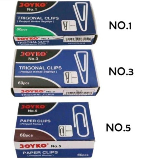 Jual Trigonal Clips / Paper Clip Joyko - no 1 no 3 no 5 | Shopee Indonesia