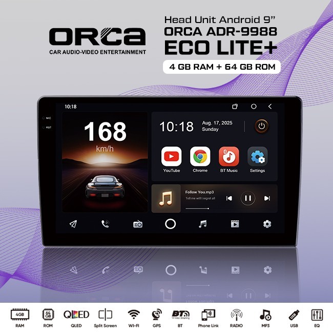 Jual Head Unit TV Android ORCA ECO LITE+ PLUS Layar HD 1K QLED RAM 4GB ...