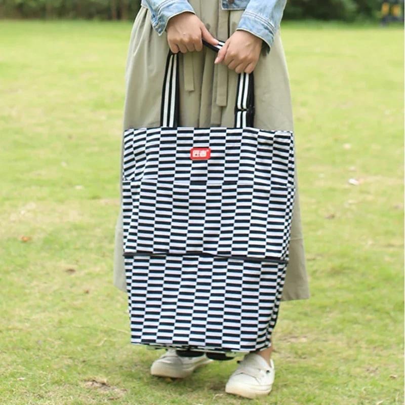 Jual Portable Folding Shopping Cart with Wheels Retractable Waterproof ...