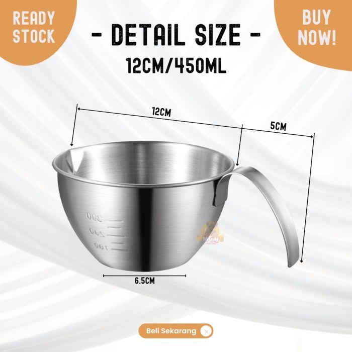 Jual Gelas Ukur Stainless 450ml mangkok ukur 12cm dengan gagang ...