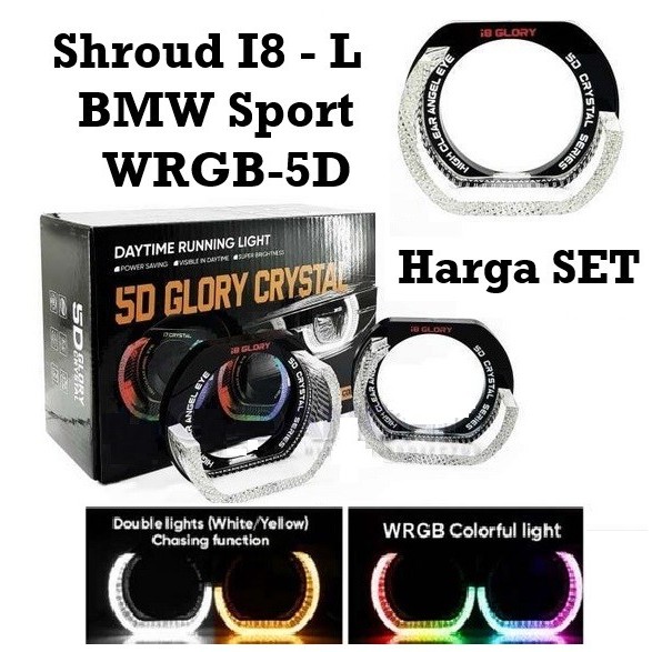 Jual Shroud I8 L 5D glory crystal acrylic 3 inch Cover biled projector WRGB RGB projie mobil bmw ...