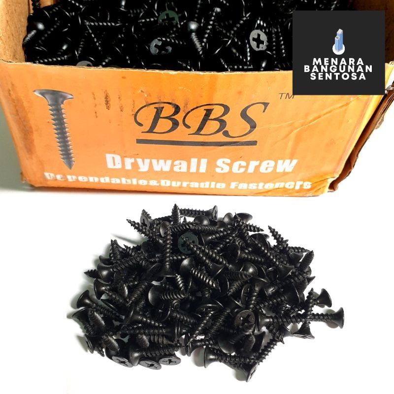 Jual [1 Kotak 900gr] Sekrup Gypsum Baja - Baut Skrup Kayu Drywall Screw Hitam | Shopee Indonesia