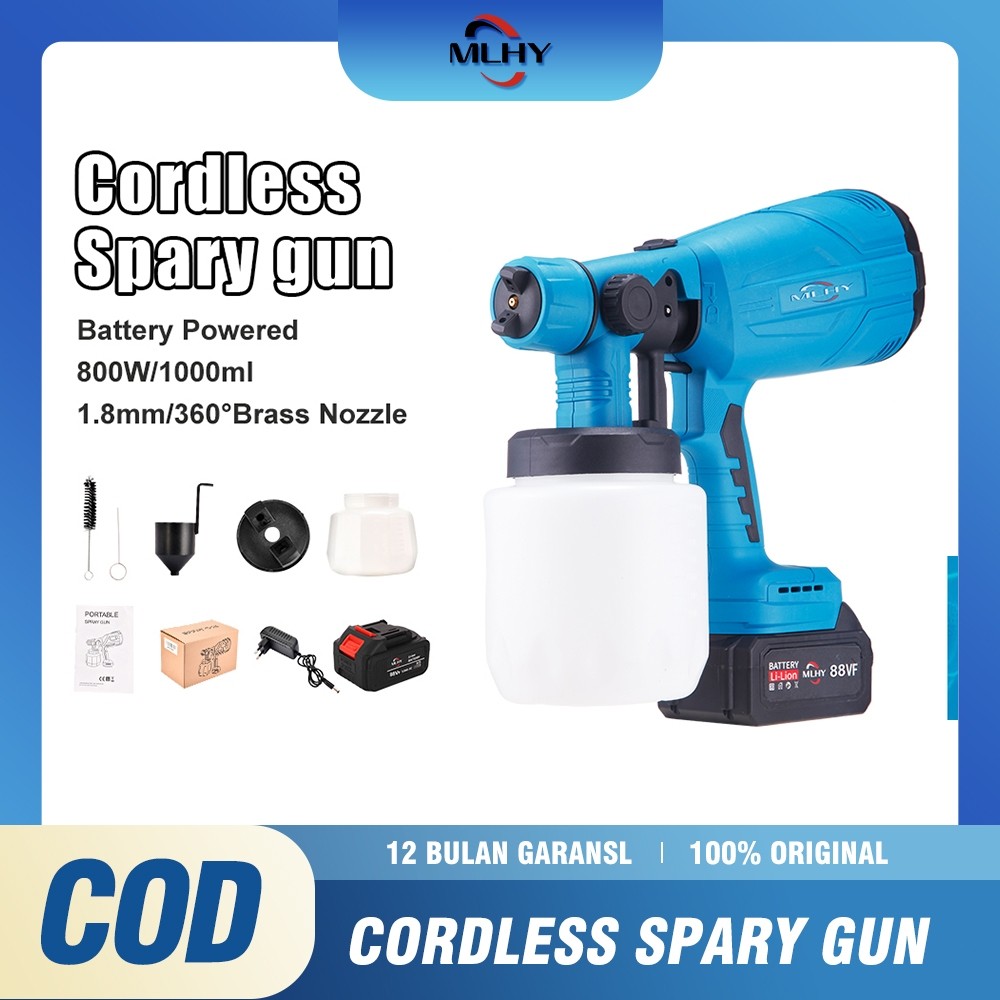 Jual MLHY Electric Spray Gun 1000ML Cordless Baterai lithium 980W Alat ...