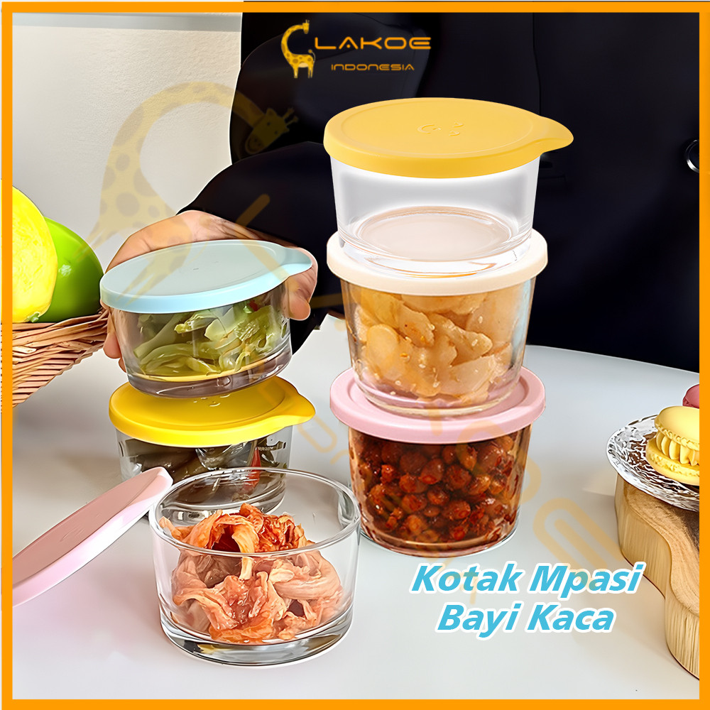 Jual Lakoe Tempat Kotak Makan Kaca 200ML/260ML Baby Glass Food ...