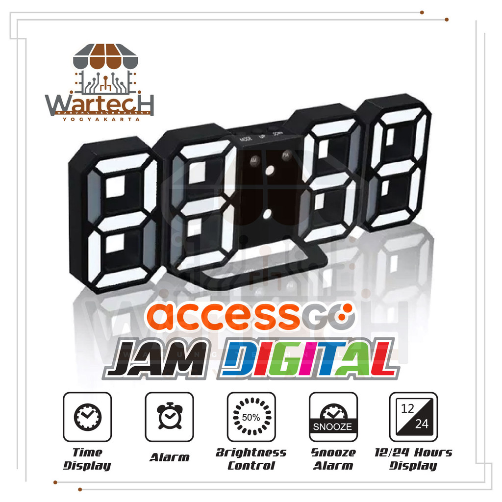 Jual Digital Jam Alarm Dinding 3D Bisa Cek Suhu Temperatur ACCESSGO LED ...