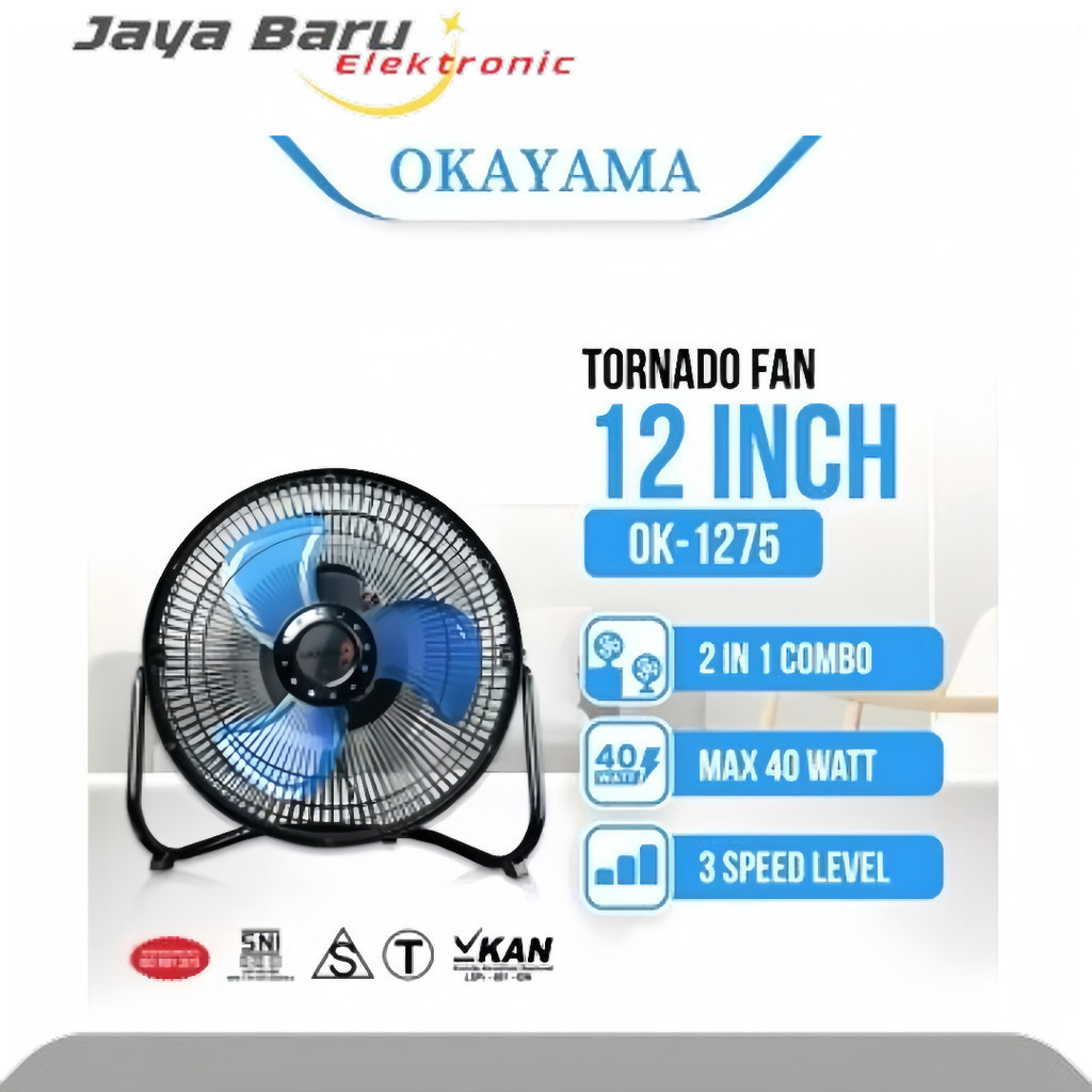 Jual OKAYAMA 12 inch Kipas Angin Tornado Meja Lantai OK-1275/OK-1075 ...