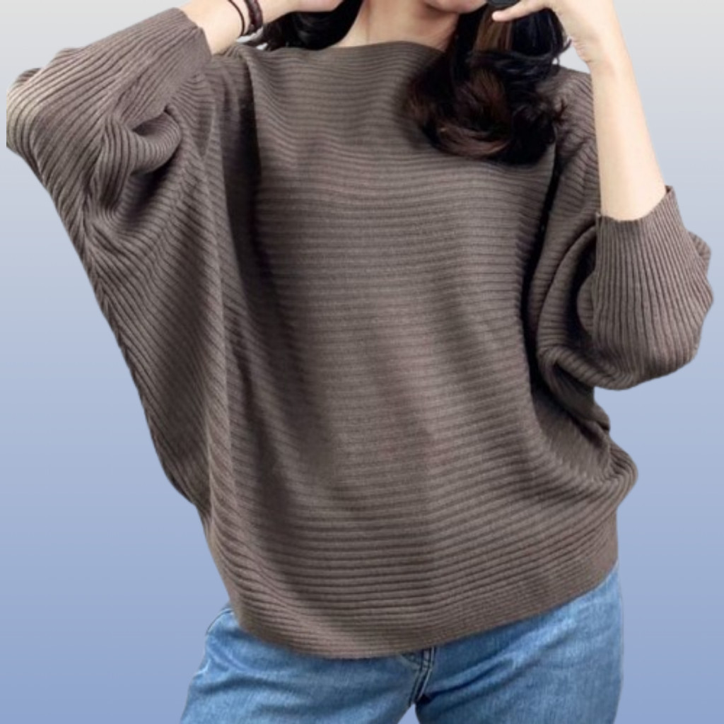 Jual Atasan Rajut Alice Model Kalong / Atasan Batwing Blouse Premium ...